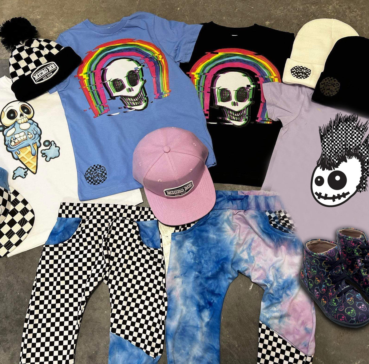 Dahlia Tie Dye & Checks – Micro Me Shop