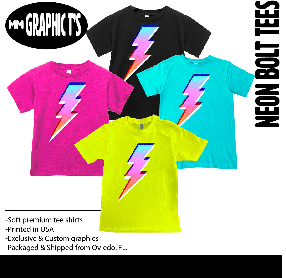 Neon Bolt TEES, (Multiple Options) – Micro Me Shop