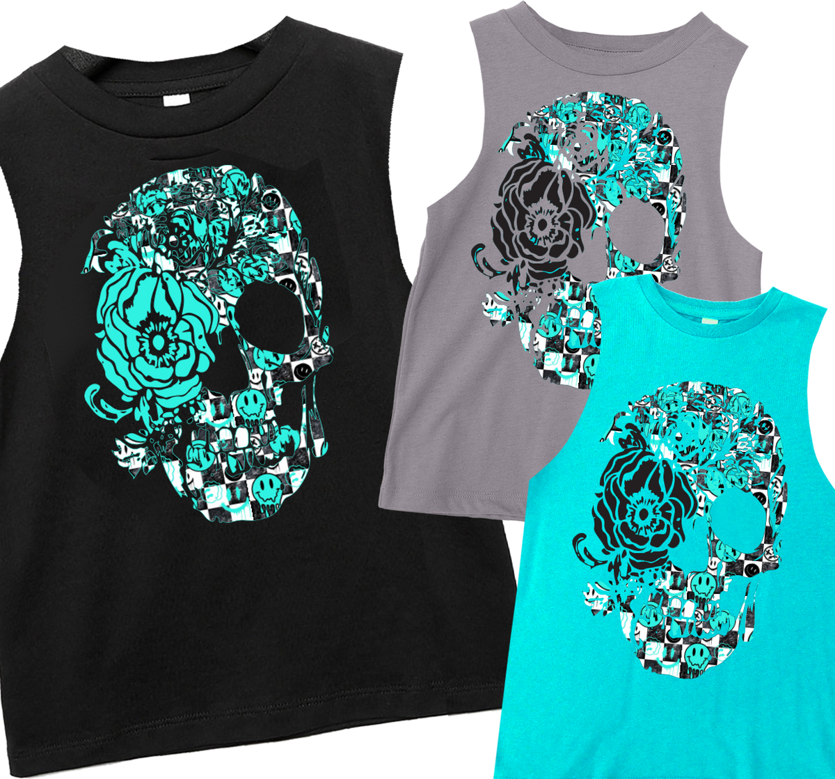 Smiley Rose Skull Tanks, (Multiple Options) – Micro Me Shop